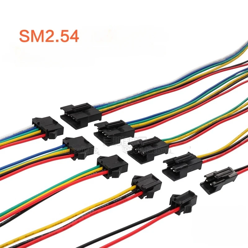 10pairs SM2.54 2 3 4 5 6pin Male & female jst Connector 2pin 3pin 4pin 5pin 6pin Wire cable ...