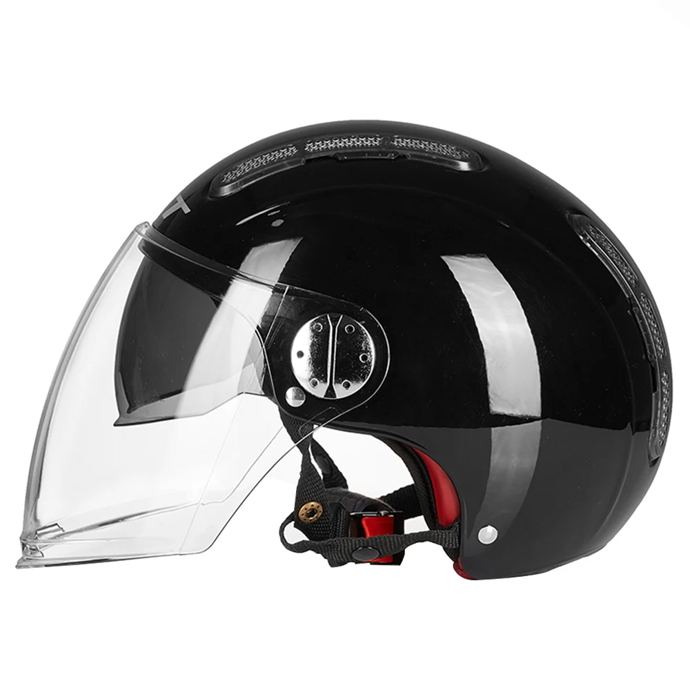 Bright-Black-Motorcycle-Helmet-Motorbike-Biker-Riding-Open-Face-Helmet ...