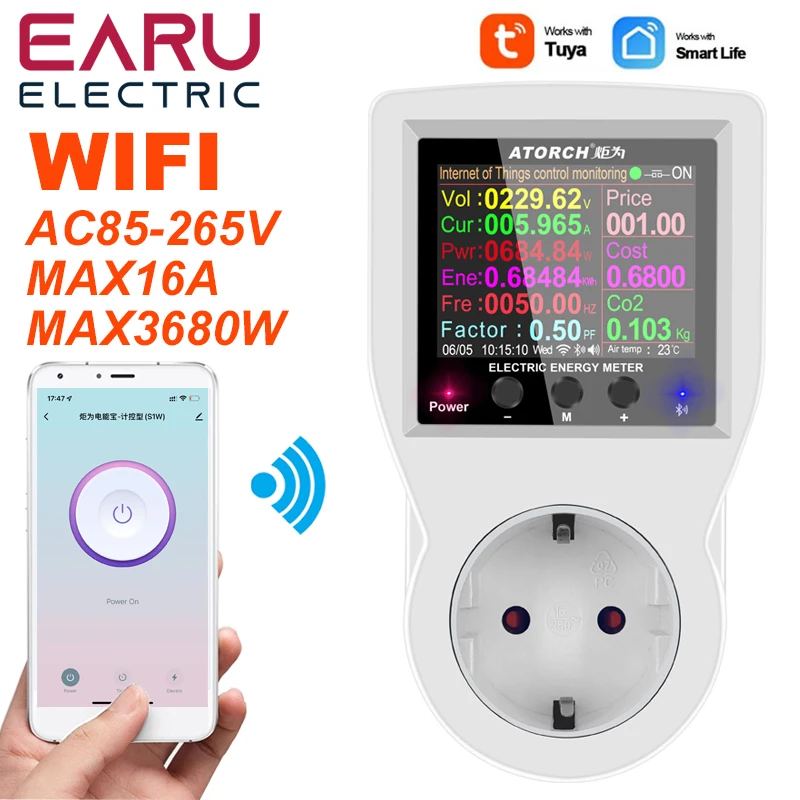 220V-AC-WIFI-Smart-Socket-Digital-Wattmeter-EU-Plug-Power-Meter ...