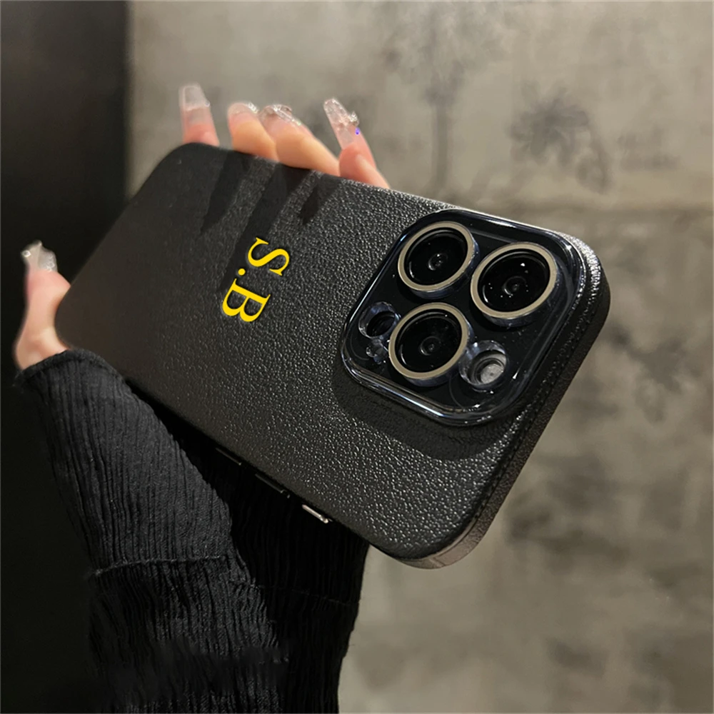 Luxury-Leather-Personalised-Customized-Name-Case-For-iPhone-15-14-13 ...