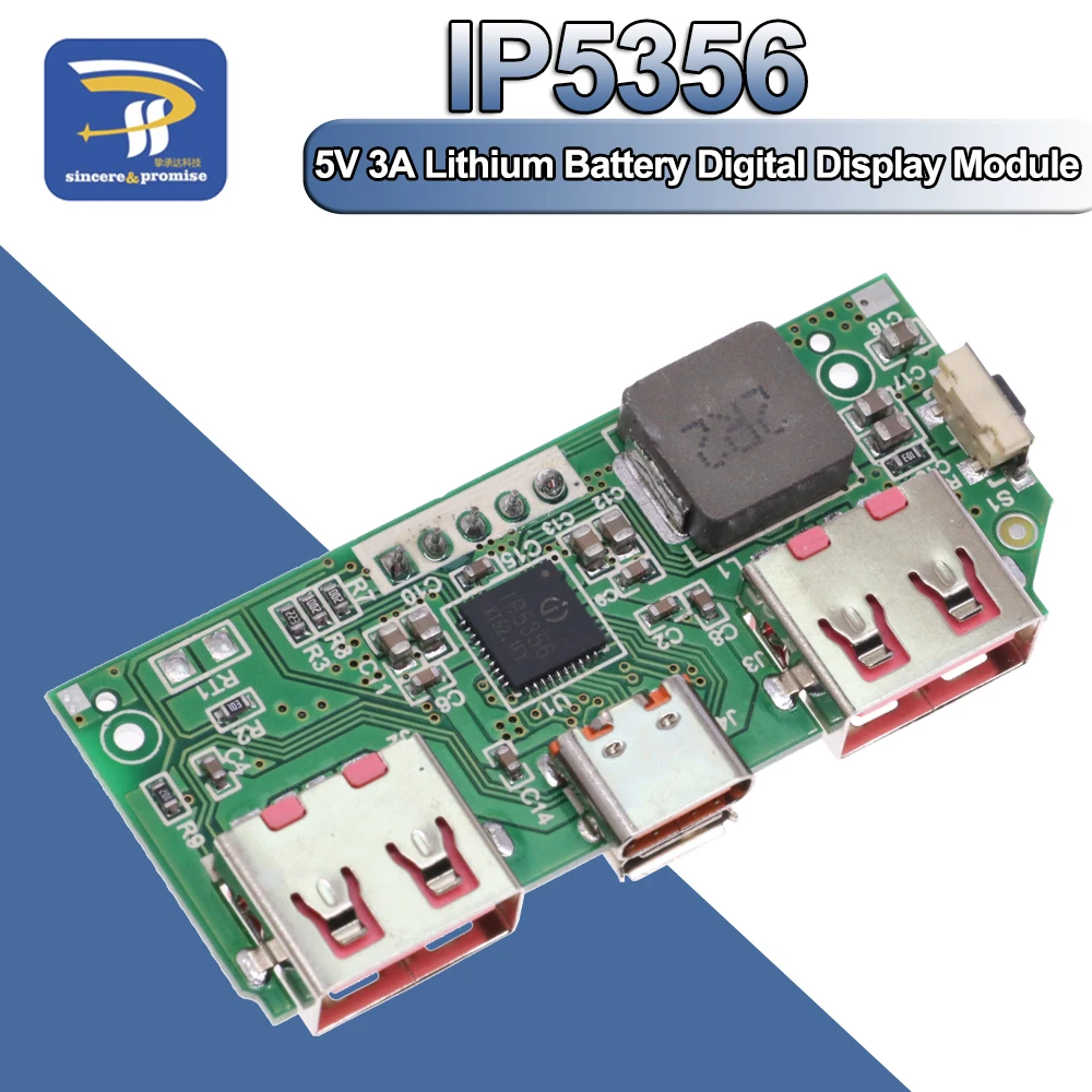 5V 3A Lithium Battery Digital Display Fast Charging Module IP5356 TYPE-C Micro USB QC3.0 2.0 PD3 ...