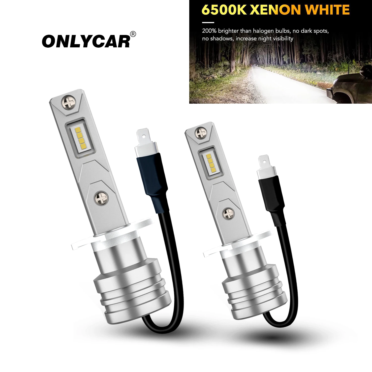 2Pcs H1 Led Headlight Bulb Single plug 16000lm Halogen Size Design for ...