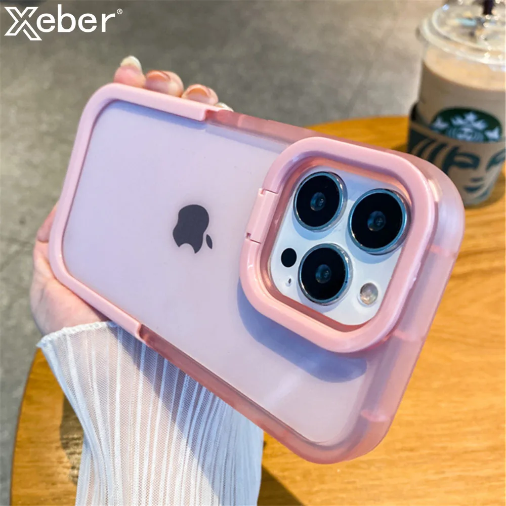 Invisible-Folding-Holder-Camera-Lens-Stand-Transparent-Phone-Case-For ...