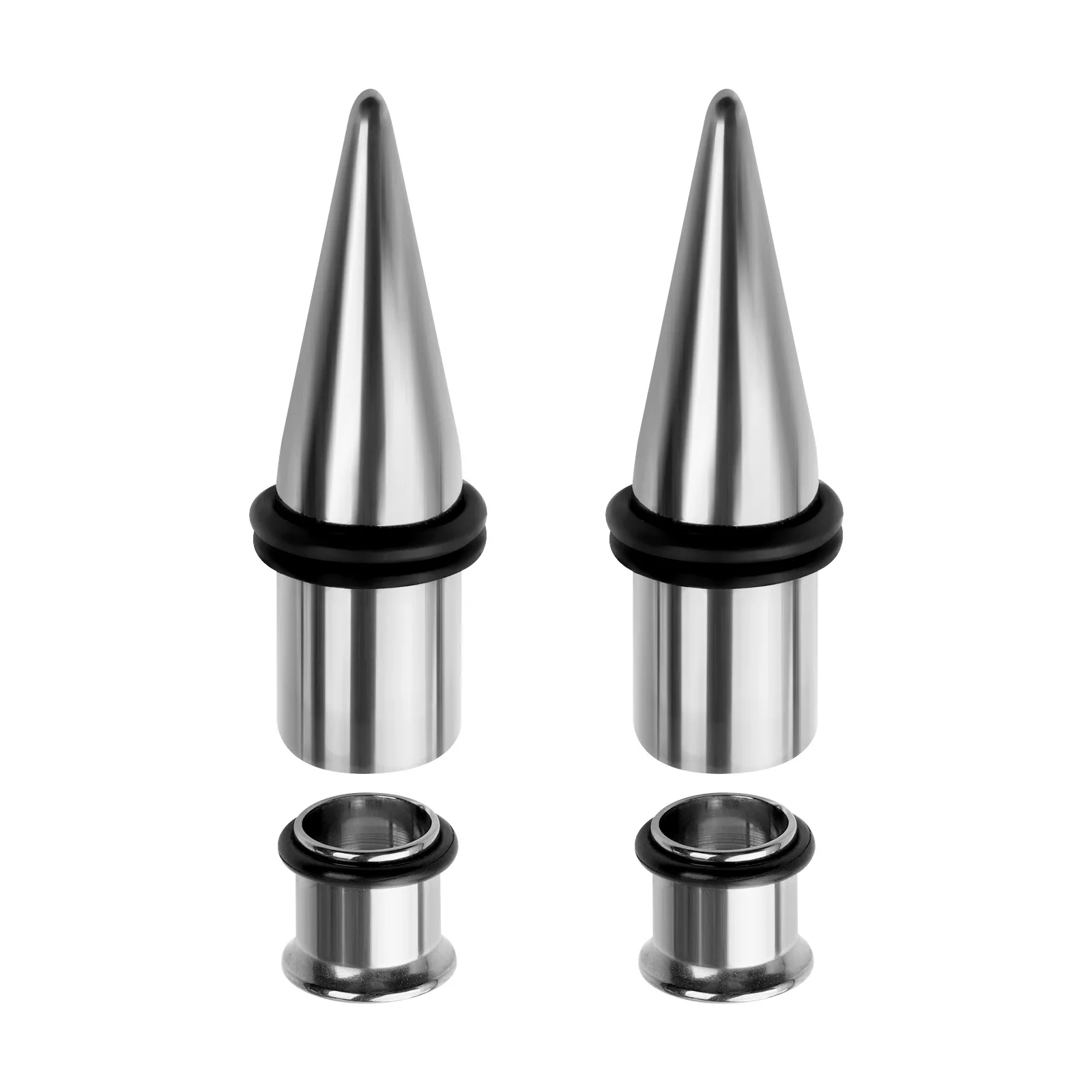 4pc-set-Fashion-Taper-Ear-Expander-Earrings-7-9MM-Stainless-Steel-Spike ...