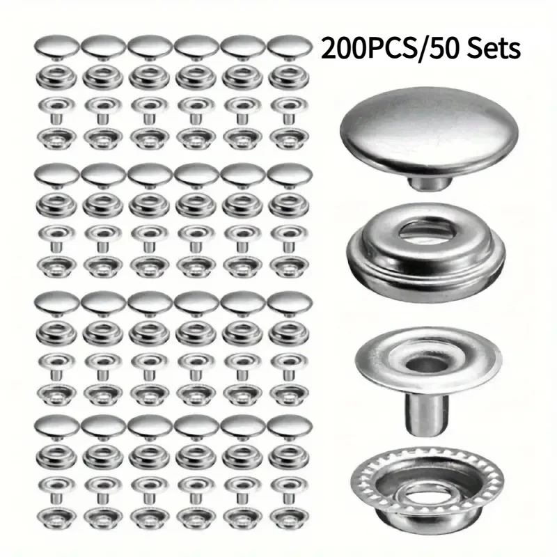 200-Pcs-15mm-Stainless-Steel-Canvas-Snap-Kit-Marine-Grade-Snap-Buttons ...