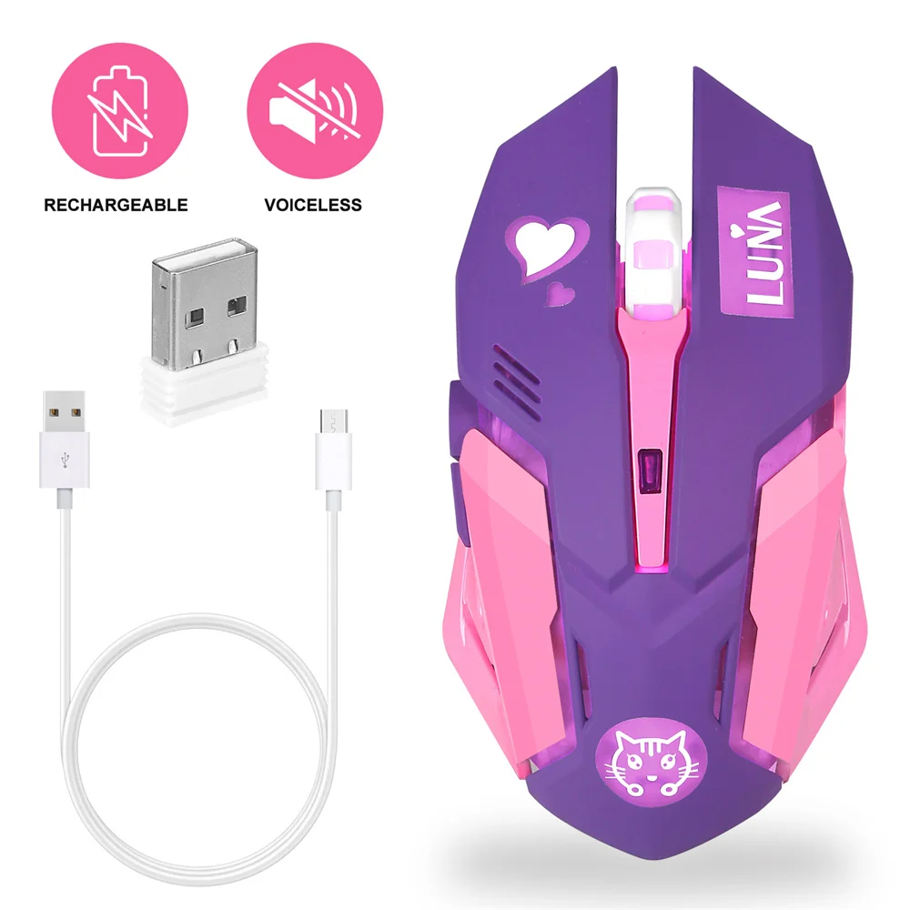 Rechargeable-Wireless-Mouse-Silent-Mouse-Luminous-DVA-Computer-Gaming ...