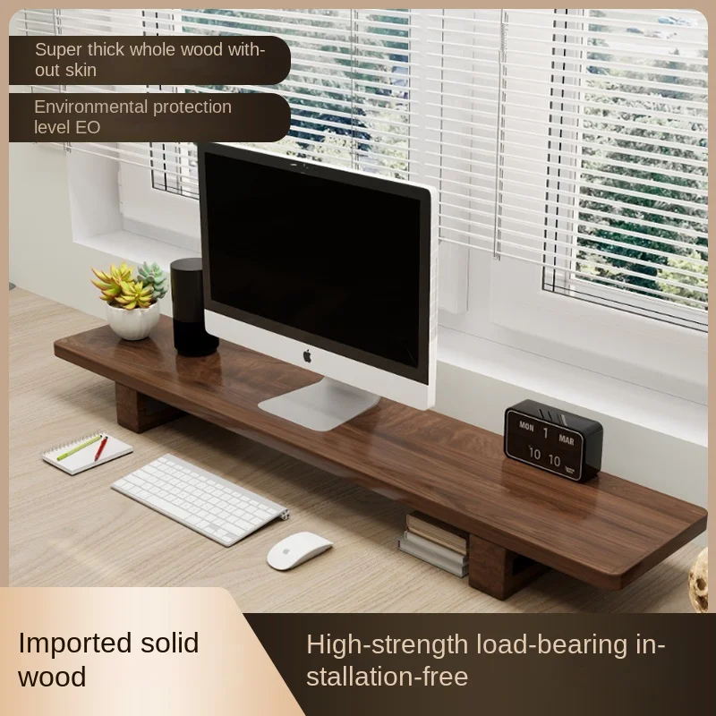 Desktop-display-heightening-rack-Solid-wood-storage-rack-Office-desktop ...