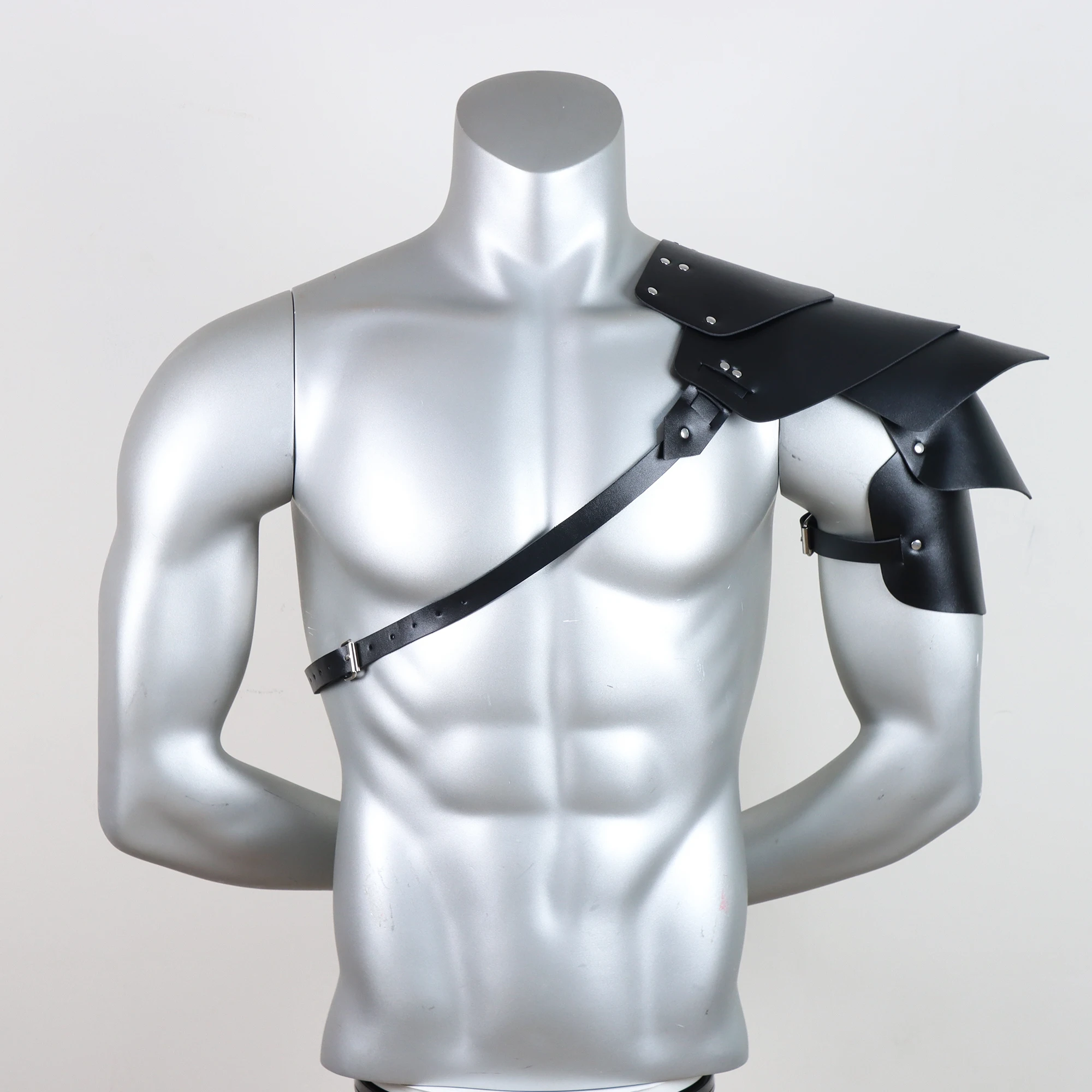 Men-s-Black-Viking-Warrior-Style-Multi-Layered-Shoulder-Armor-Medieval ...