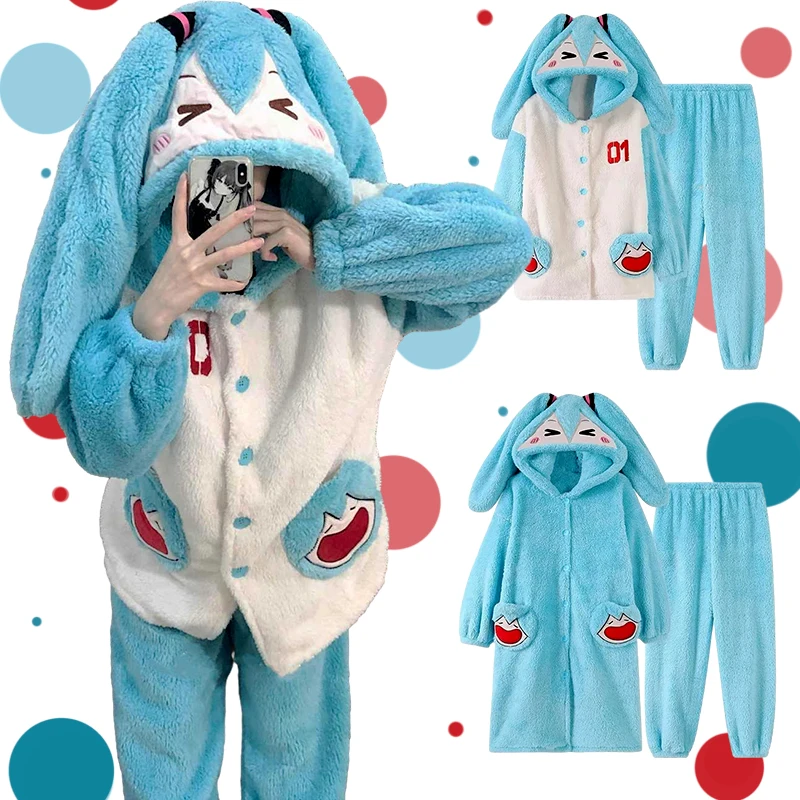 Pijamas-de-felpa-Hatsune-Miku-de-dibujos-animados-traje-de-Casa-Kawaii ...