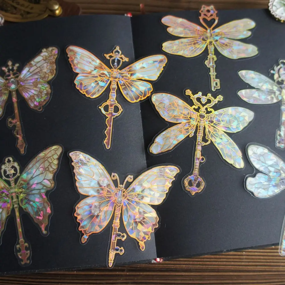 10 Pcs Laser Diamond Pattern Butterfly Dragonfly Wing Key Style PVC ...