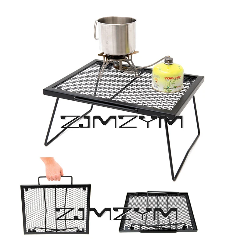 Outdoor-Camping-Folding-Table-Portable-Folding-Mesh-Table-Barbecue-Iron ...