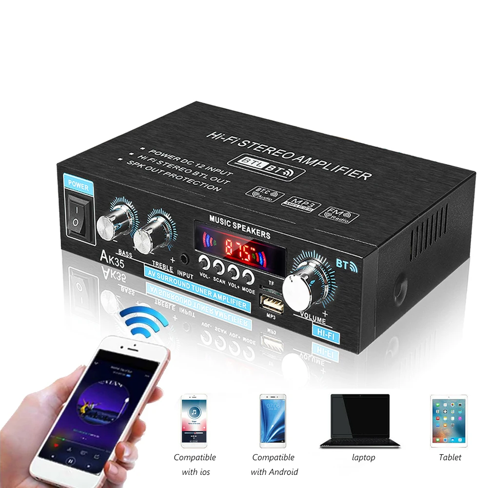 AK35 Mini Audio Power Amplifier 90W+90W Dual Channel Bluetooth ...