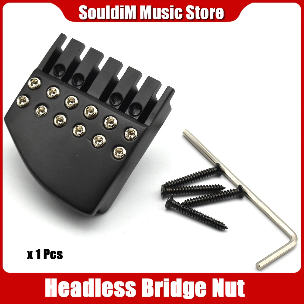 Headless-Guitar-String-Fixed-Bridge-Nut-6-String-Nut-Black-for-Headless ...