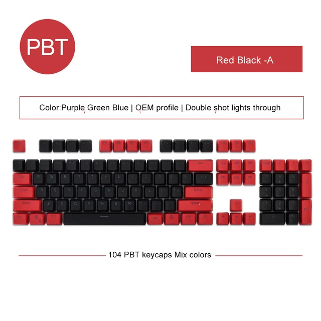 PBT Mix Colors Keycaps for Mechanical Keyboard OEM Profile Double Shot ...