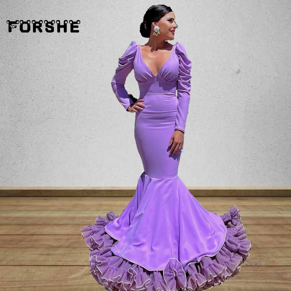 Purple-Flamenca-Evening-Dress-Long-Sleeves-2024-Spanish-Prom-Dance ...