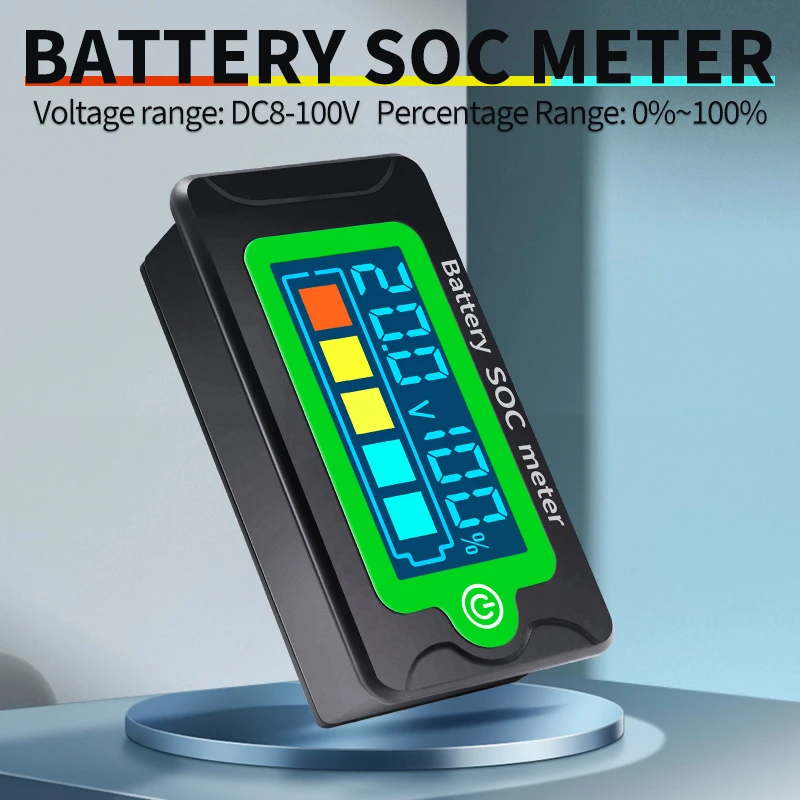 DC 8-100V Battery Tester Volt Capacity SOC Meter Voltmeter Lithium Iron ...