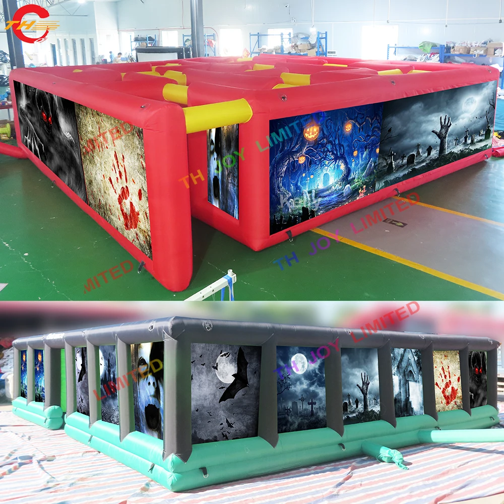 Free-Door-Shipping-10x10m-Oxford-Inflatable-Halloween-Maze-with-Scary ...