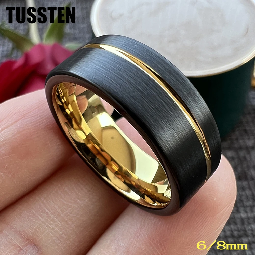 TUSSTEN-Anillo-de-tungsteno-de-Color-dorado-para-hombres-y-mujeres ...