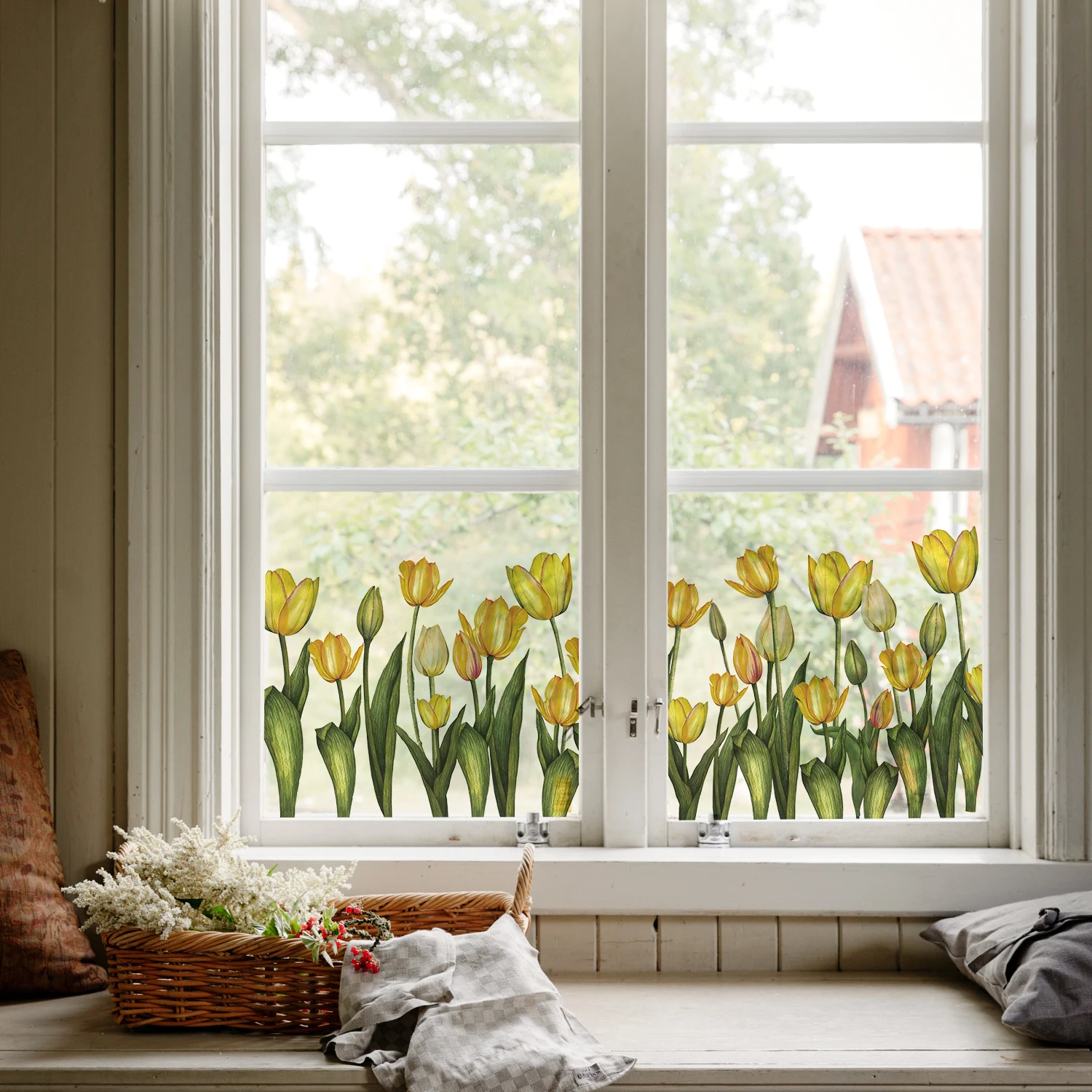 Kizcozy-Floral-Theme-Decals-Summer-Vintage-Yellow-Tulip-Garden-Window ...