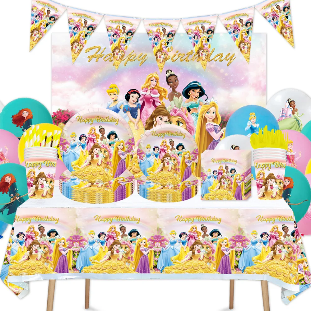 Disney-Princess-Theme-Party-Decorations-Disposable-Tableware-Girl ...