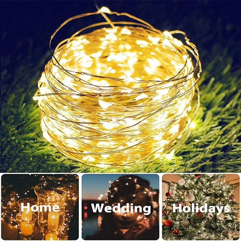 Imperme-vel-LED-Solar-Copper-Wire-Twinkle-String-Lights-8-Modos-ao-ar ...