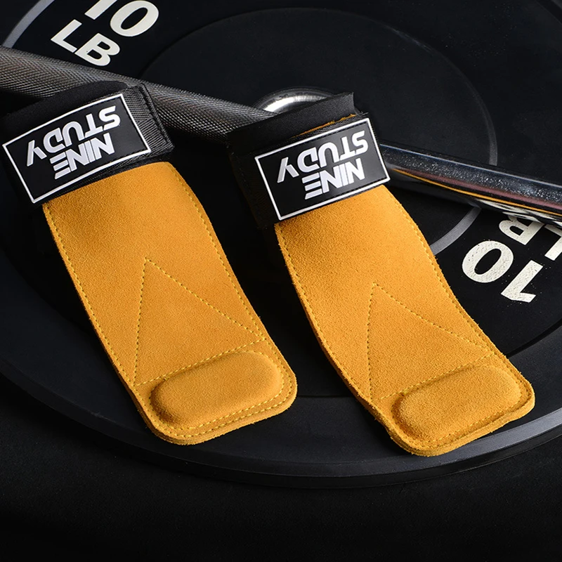 Cowhide-Leather-Gym-Gloves-Pull-up-Lifting-Gymnastic-Crossfit-Anti-Skid ...