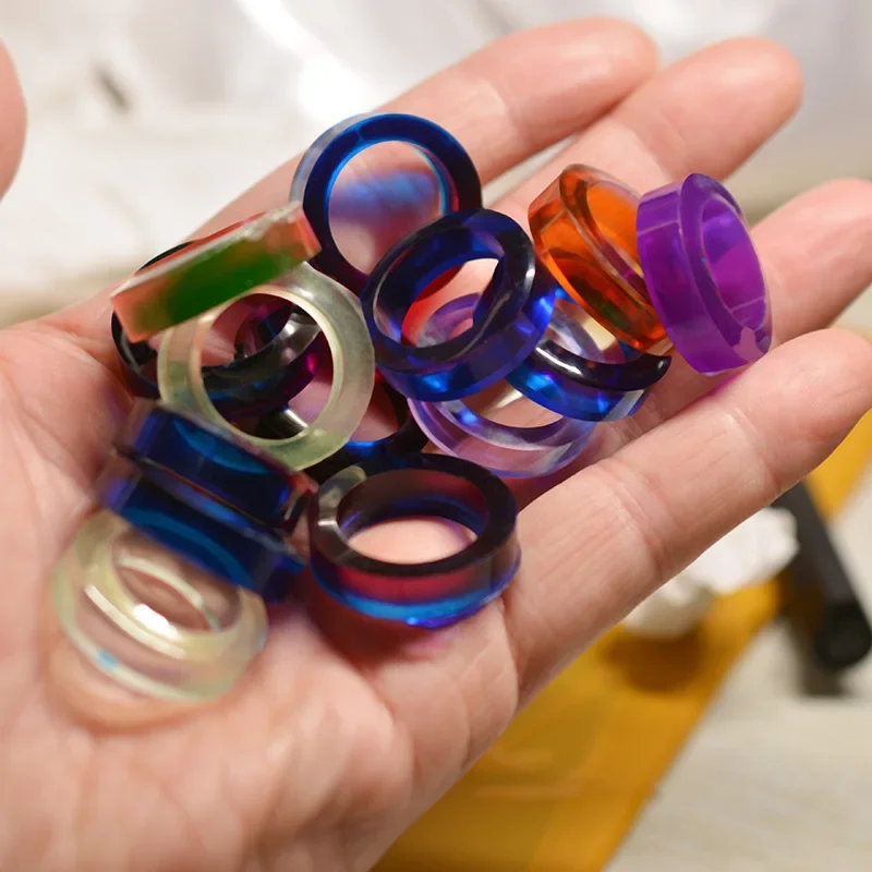 10pcs-Transparent-Color-acrylic-Ring-Set-Women-Fashion-Geometric-Circle ...