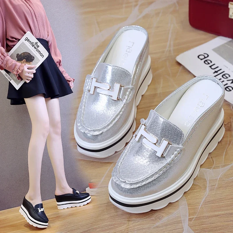 White-Shoes-Women-Half-Support-Heel-Free-Lazy-Casual-Closed-Toe-Sandals ...