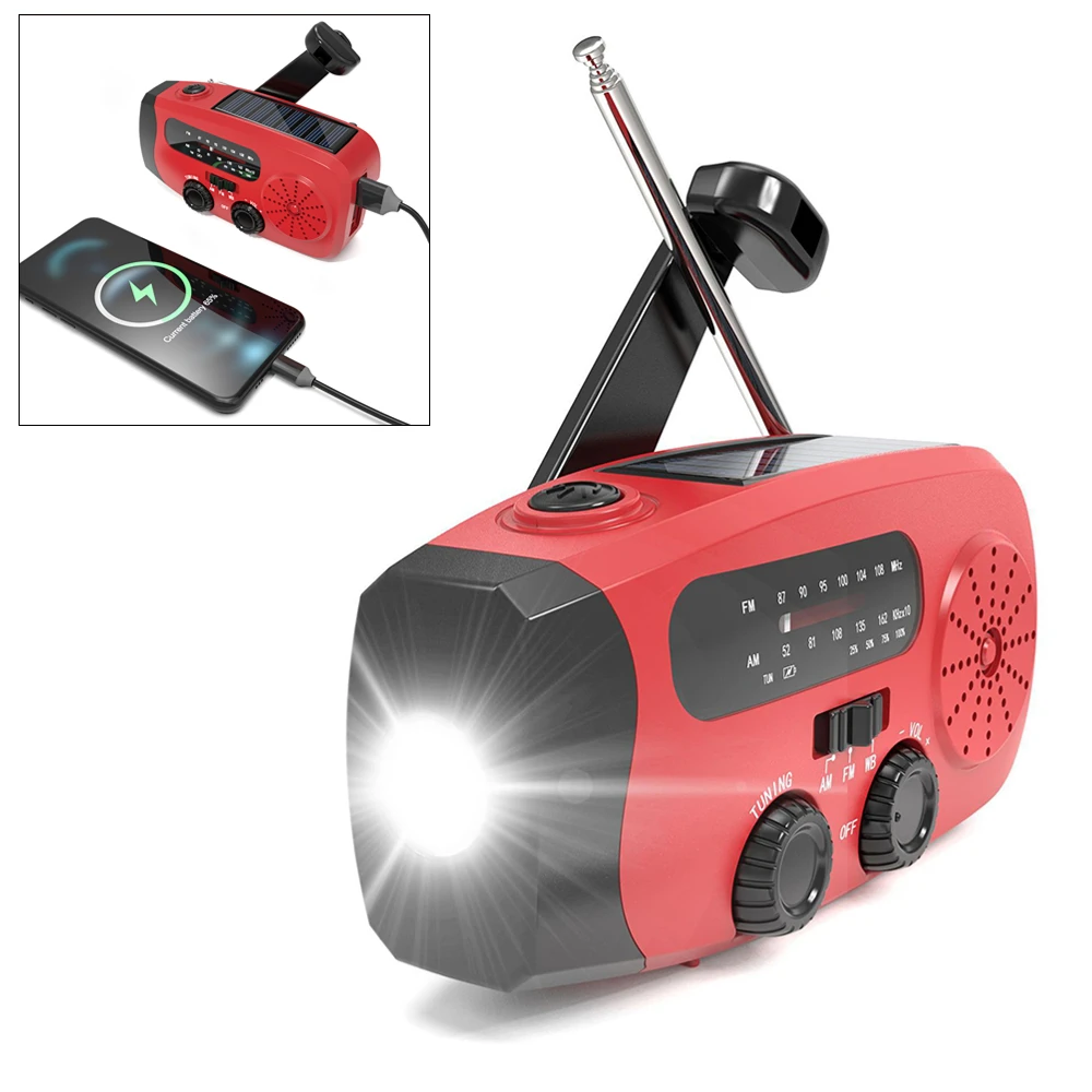 Multifunction-Radio-2000mAh-Portable-Hand-Crank-Solar-Radio-USB-FM-AM ...