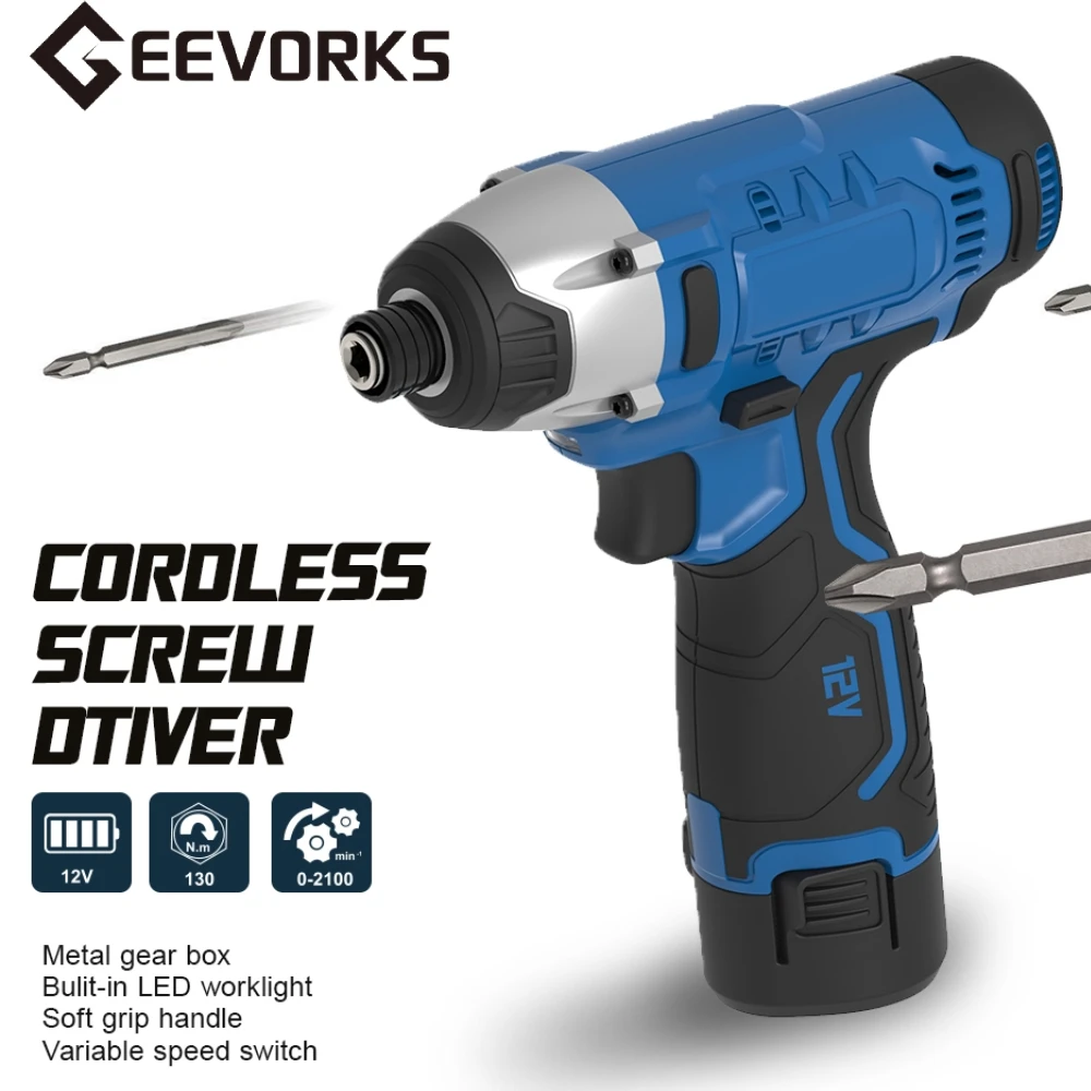 Geevorks 12 V Elektromos Csavarhúzó 130N.M Vezeték Nélküli Fúró Dupla ...