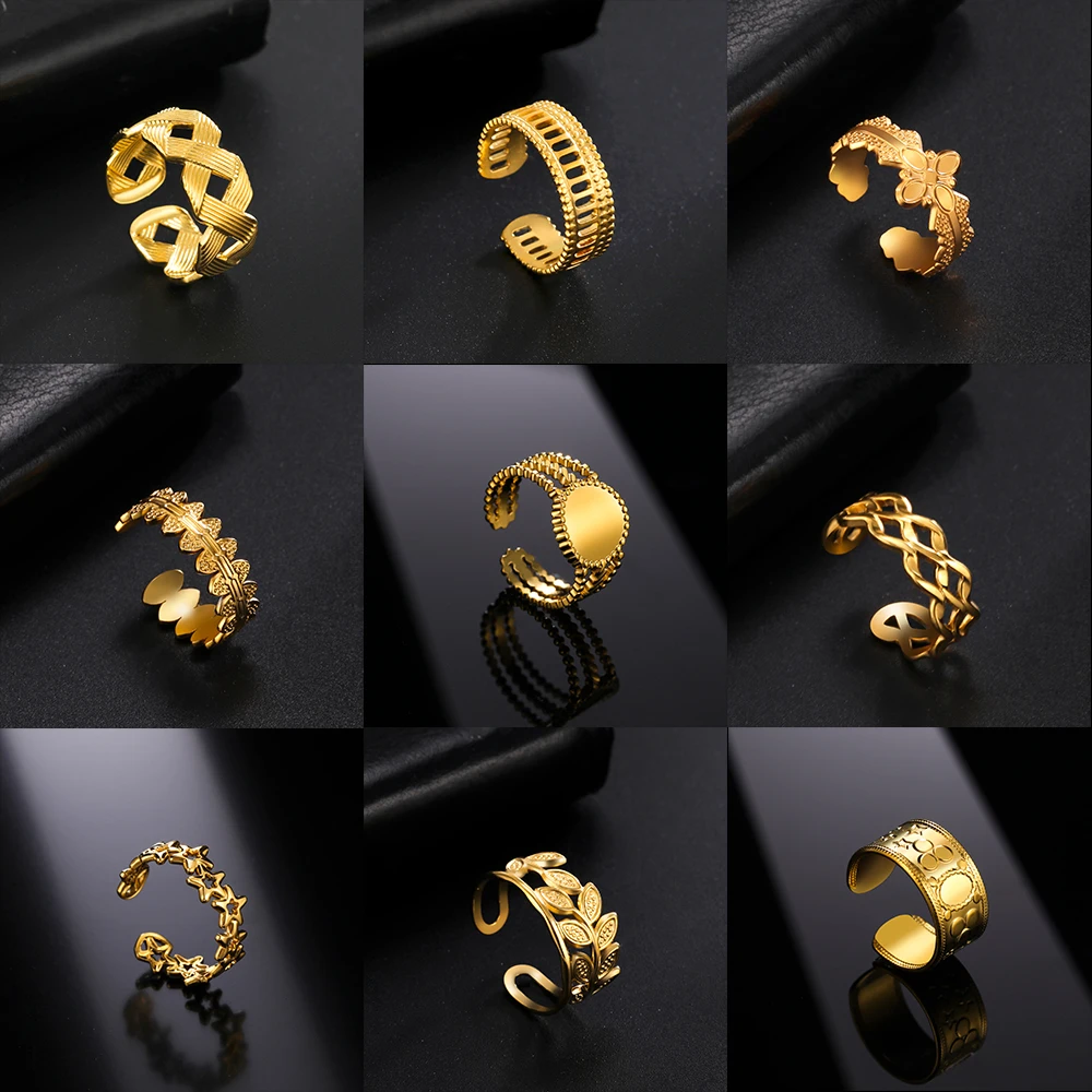 Satin-Staggered-Open-Ring-for-Women-Geometric-Stainless-Steel-Finger ...