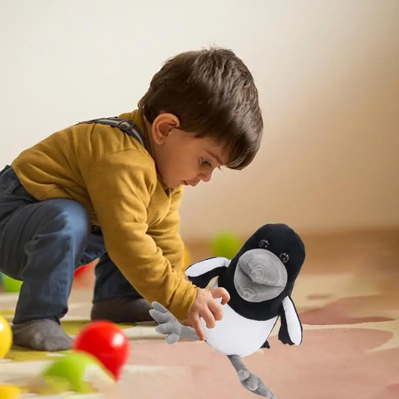 Bird Doll Black Crow Plushie Toy Cute Realistic Stuffed Animals Kids ...