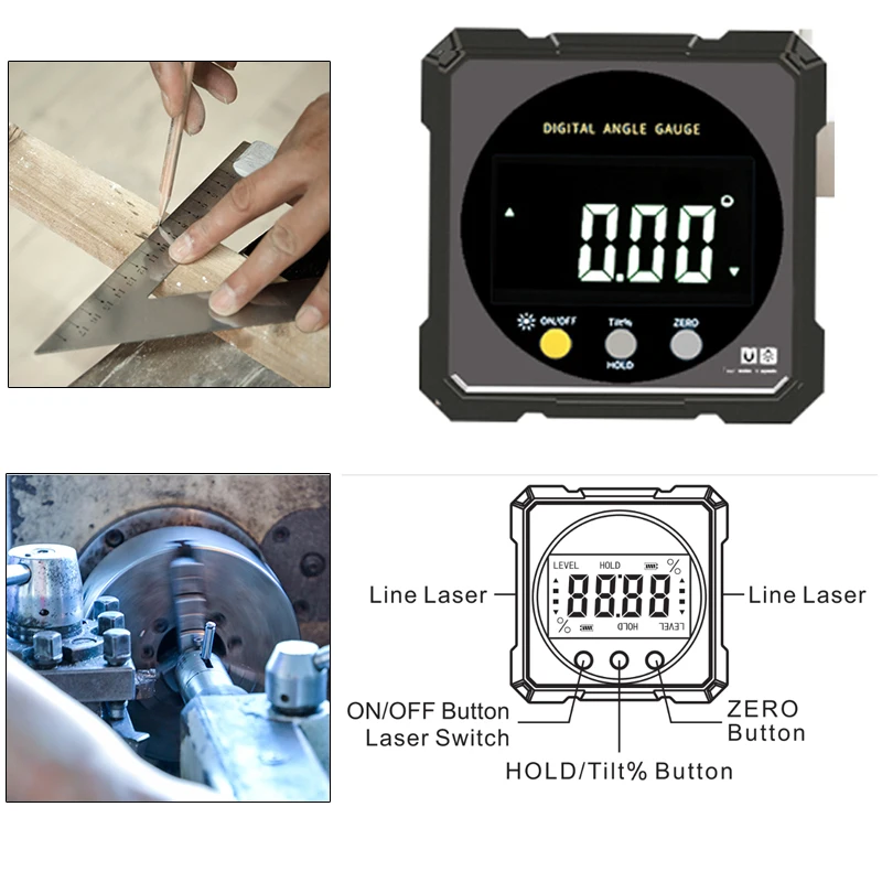 Lézer Digitális Protractor Dőlésmérő Usb Szintű Szög Kereső Goniométer ...