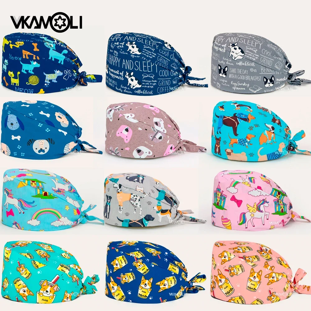 Dog print Adjustable vet Surgery Cap for Medical Professionals High ...