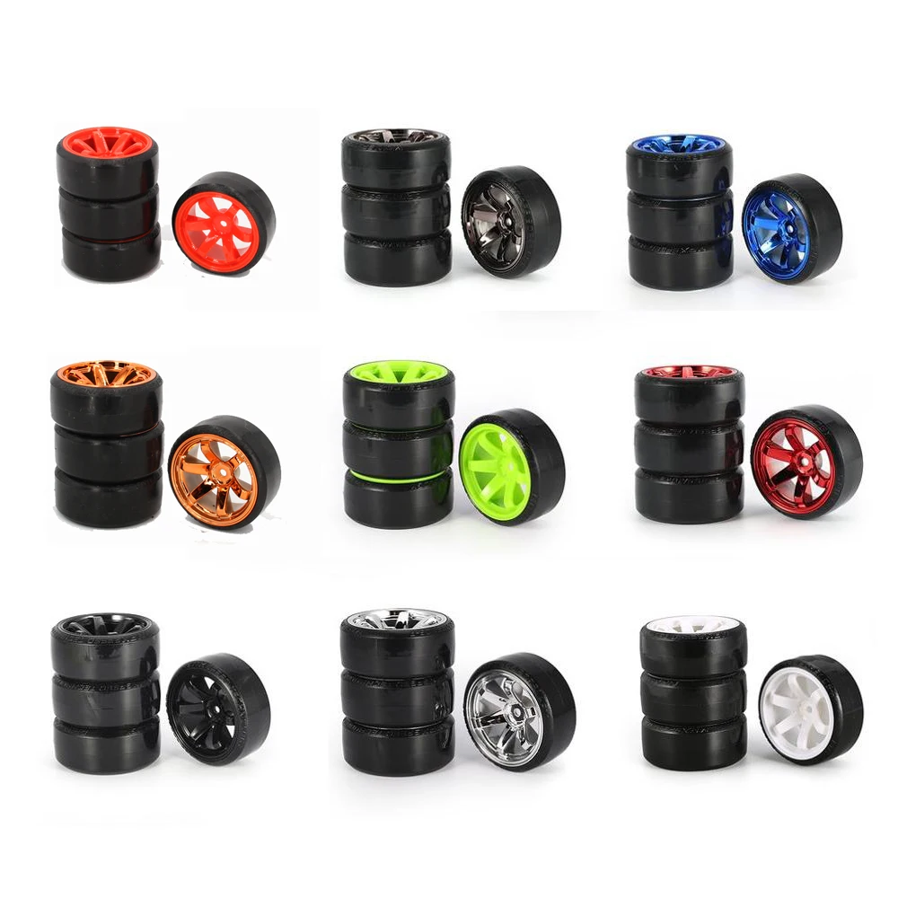 4pcs Rc Drift Car Wheels Tire Set Hard Tyre Set Hard Plastic For Kyosho ...