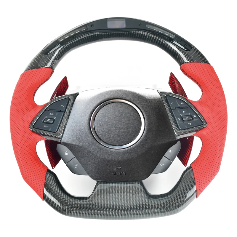 Red-Leather-LED-RPM-Steering-Wheel-Fit-for-C7-Chevrolets-Corvette-C7 ...
