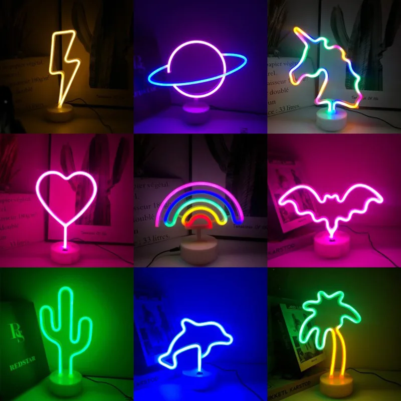 Neon-Light-Party-LED-Flamingo-Pineappl-Colorful-Pink-Led-Night-Light ...