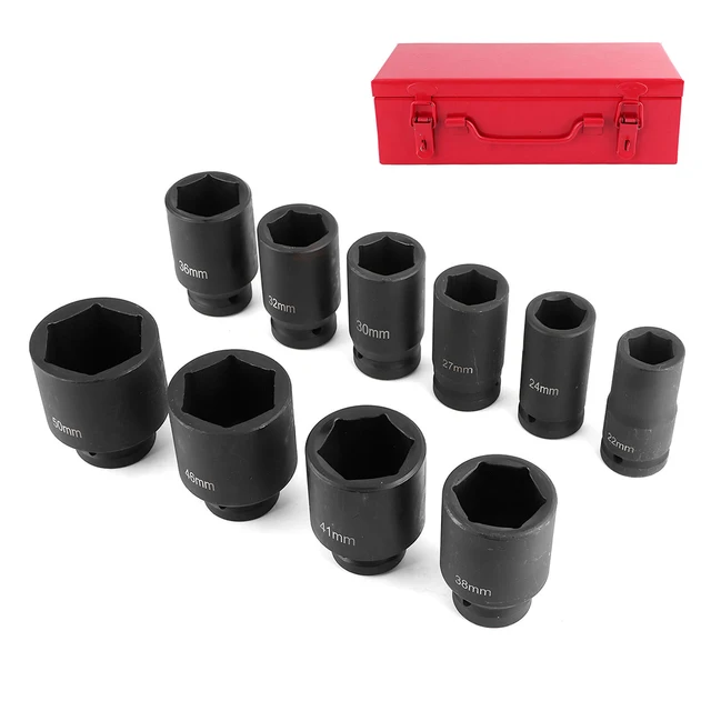 3/4 inch Drive Deep Standard Impact Socket Set 22-50mm Long Reach Hex ...