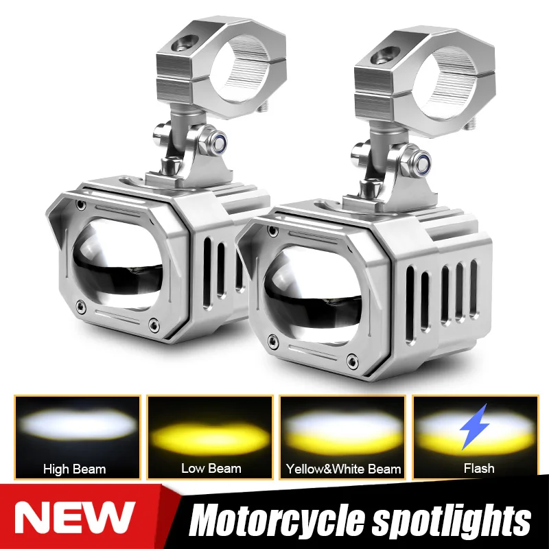 Motorcycle LED Spotlight Auxiliary Light External Fog Light High Low ...