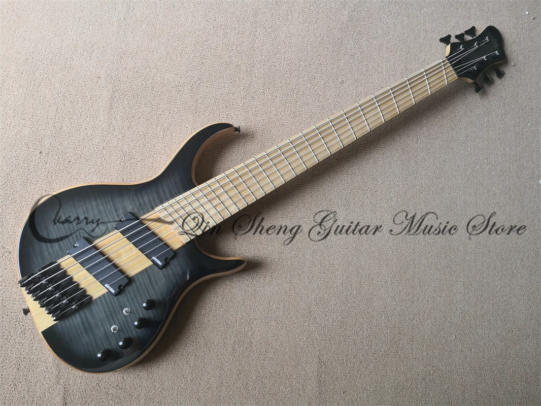 6-Strings-Bass-Guitar-CM-Light-Black-Bass-Maple-Neck-Through-ASH-Wood ...