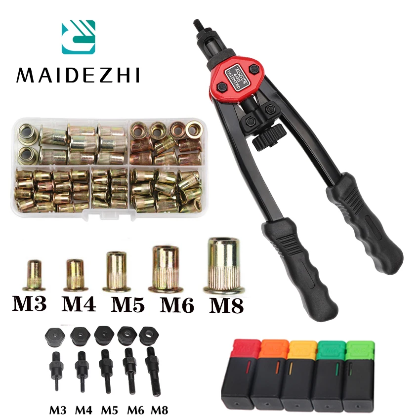 100pcs Rivet Nut with Hand Threaded Rivet Nuts Gun BT605 M3 M4 M5 M6 M8 ...