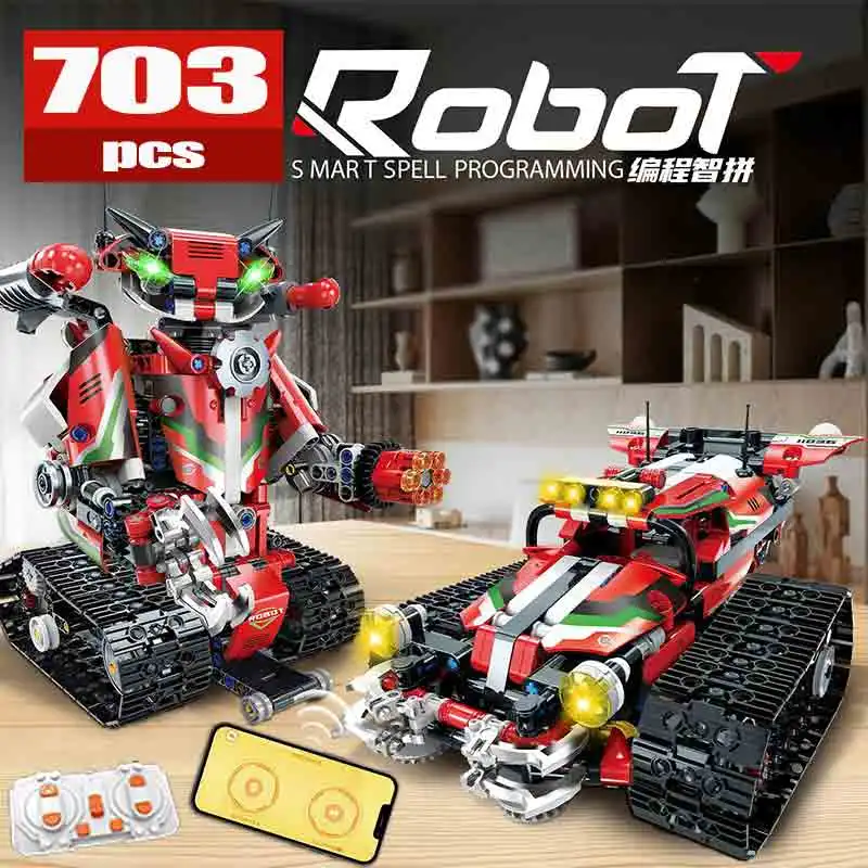 703-Pcs-Technical-Intelligent-Robot-APP-Racing-Car-Model-2-in-1 ...