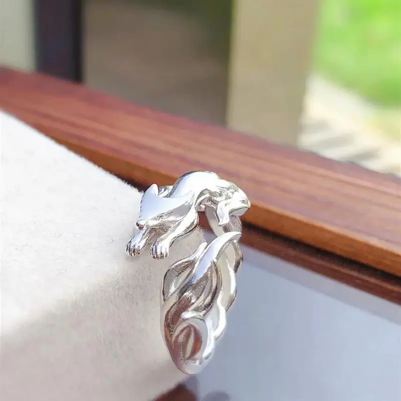 Fashion-Silver-Color-Hakimi-Fox-Adjustable-Ring-for-Women-Nine-Tailed ...