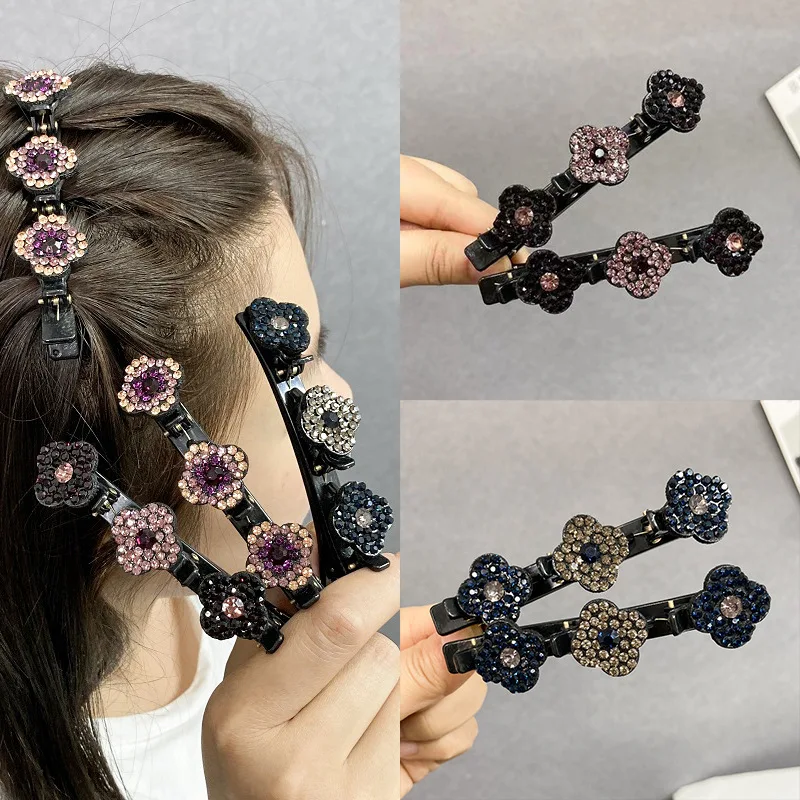 Strass Pony Haar Clips Doppel Schicht Haarband Twist Zopf Nicht Slip ...