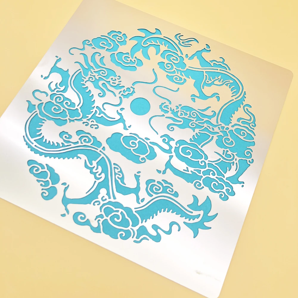 6.3x6.3Inch Dragon Wood Burning Metal Stencils Template for Wood ...