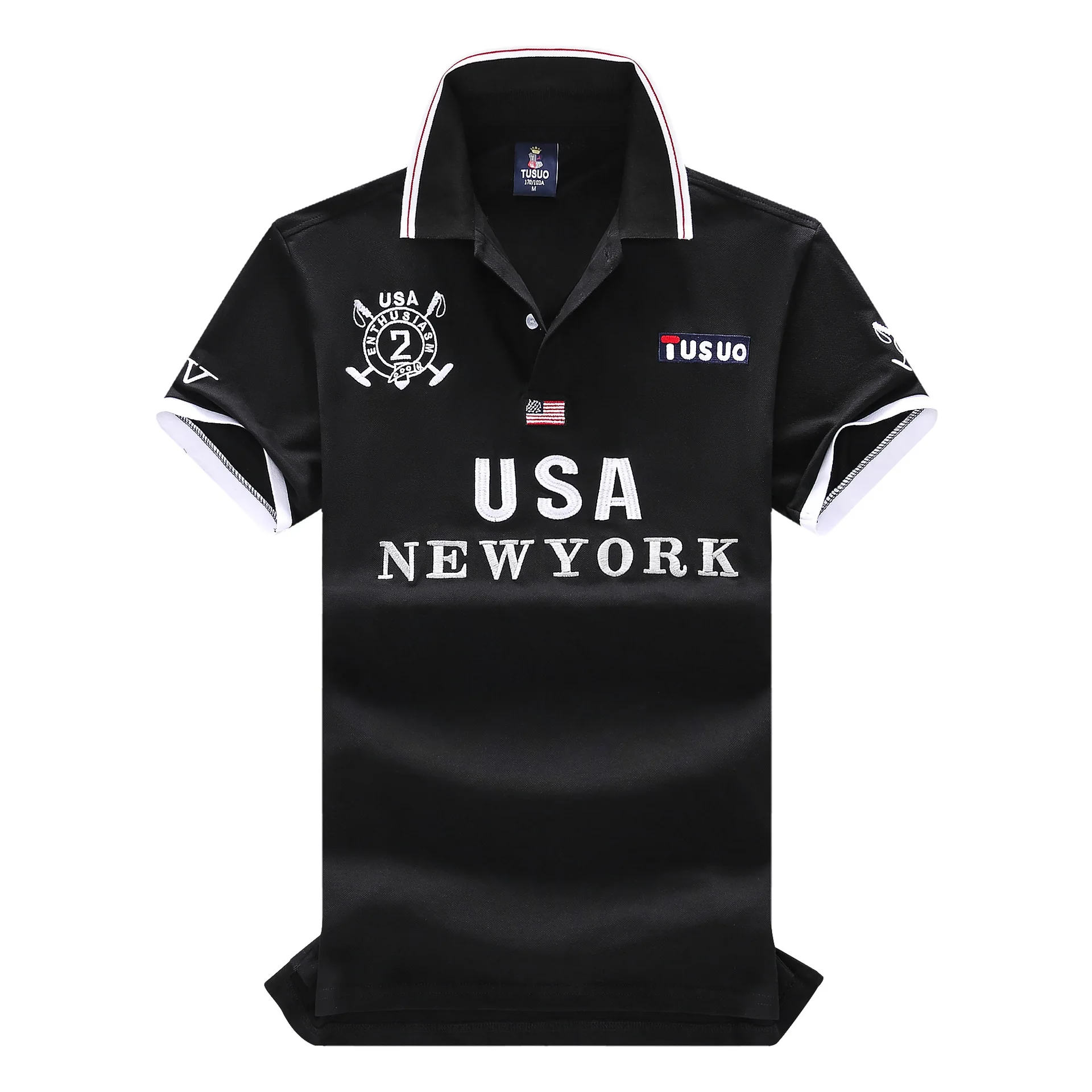 USA New York Polo Shirts Men Embroidered Polos Summer Cotton Breathable ...