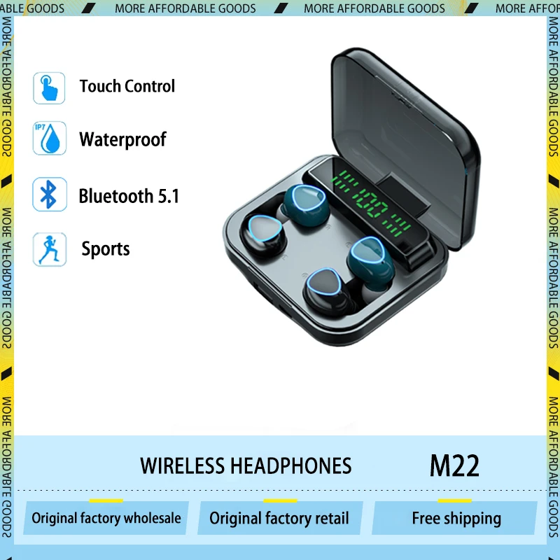 M22-TWS-Bluetooth-5-1-Fones-De-Ouvido-2200mAh-Caixa-De-Carregamento ...