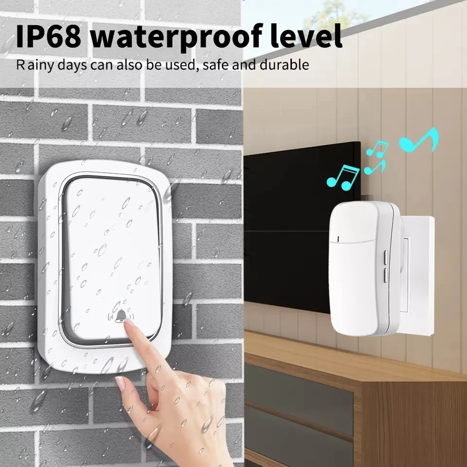 No requiere batería Timbre de puerta de CA resistente al agua IP44 ...