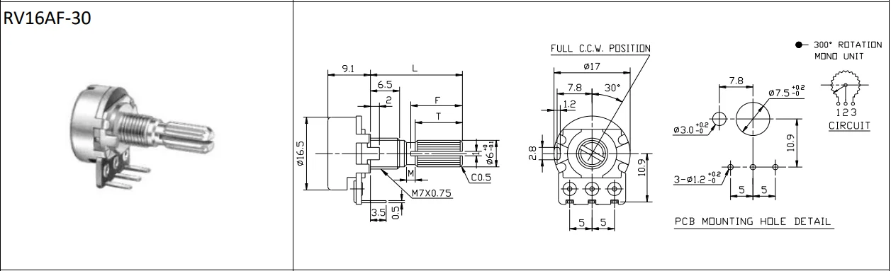 Potentiometer Datasheet 8mm Rotary Potentiometer Knobs Rc0805 Rotary