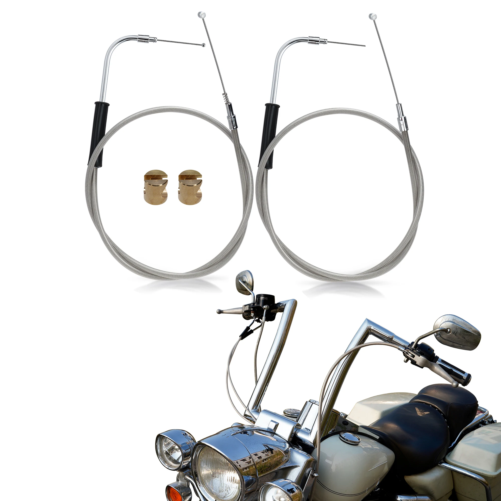 116/132/137CM Motorcycle Throttle Idle Cable Set for Harley 2000-2006 ...